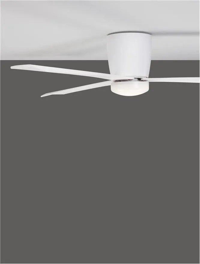 NV 9952325 Stropní ventilátor DELL tělo z hliníku matná bílá 3ABS dřevěné listy - NOVA LUCE