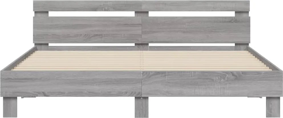 Rám postele s čelem šedý sonoma 200 x 200 cm kompozitní dřevo 3207397