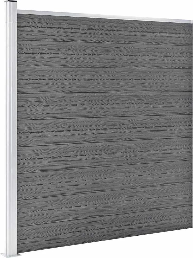 Plotová sada WPC 5 čtvercových + 1 šikmý díl 446x186 cm šedá 3053237