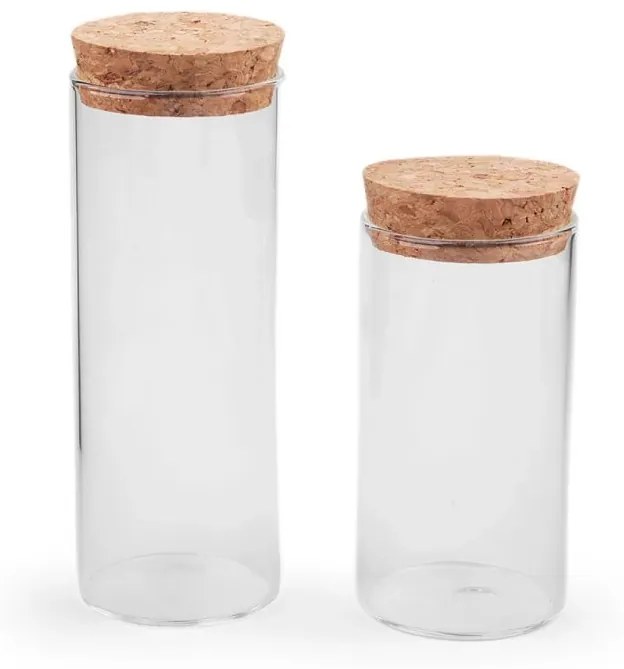 Skleněná lahvička / dóza s korkem 4 kusy - 2 (47x120 mm) transparent