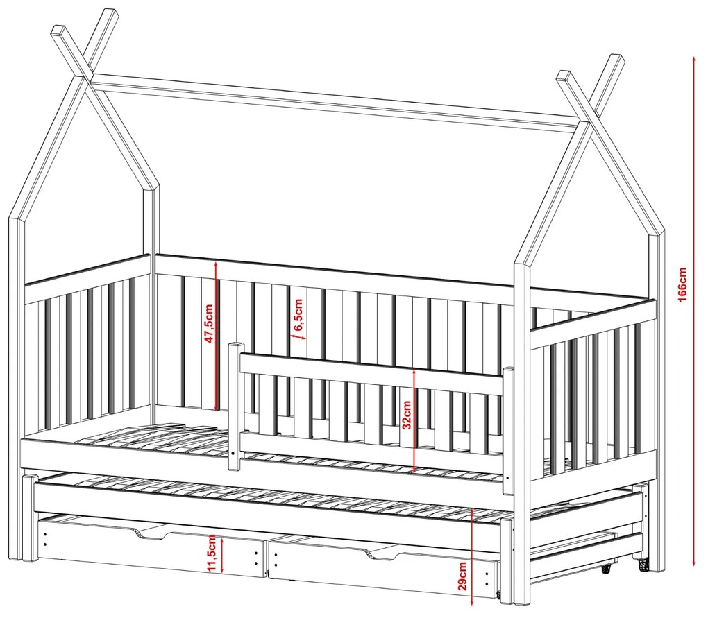 Legno Dětská rozkládací postel Tutis bílá Rozměr (cm): 80x200