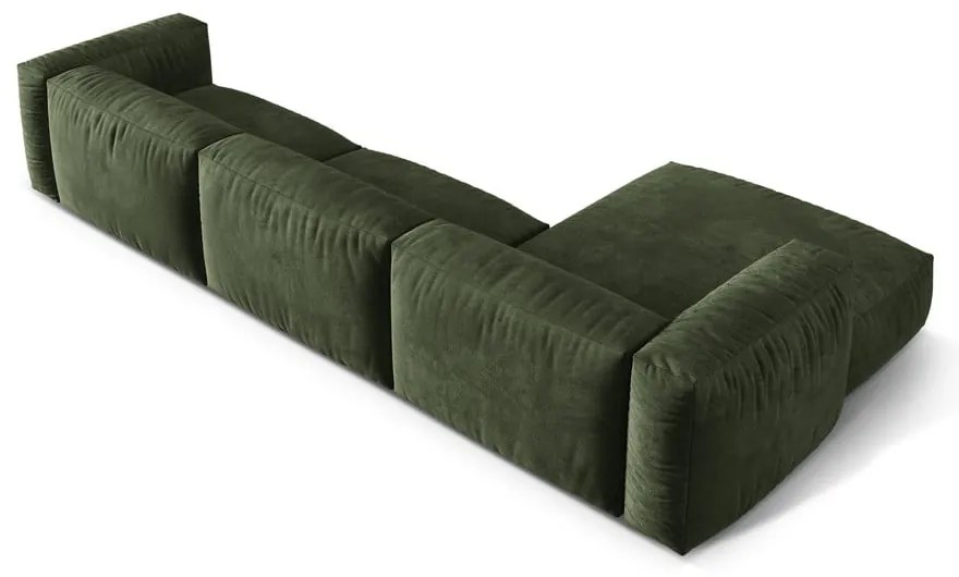 Zelená sametová modulární rohová pohovka (levý roh/s lenoškou) Martina – Micadoni