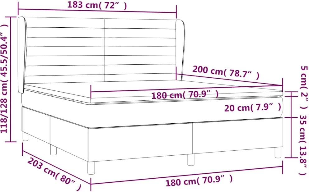 Box spring postel s matrací tmavě hnědá 180x200 cm textil 3128064