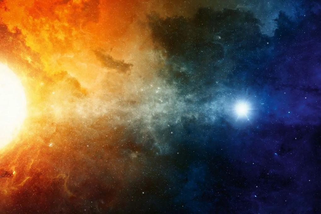 DIMEX | Samolepicí vliesová fototapeta na zeď Tajemný vesmír MA-5-2233 | 375 x 250 cm | modrá, fialová, žlutá, oranžová