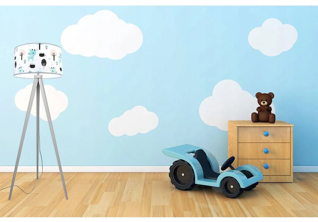 Dětská stojací lampa Bambi, 1x textilní stínítko se vzorem, (výběr ze 2 barev konstrukce)