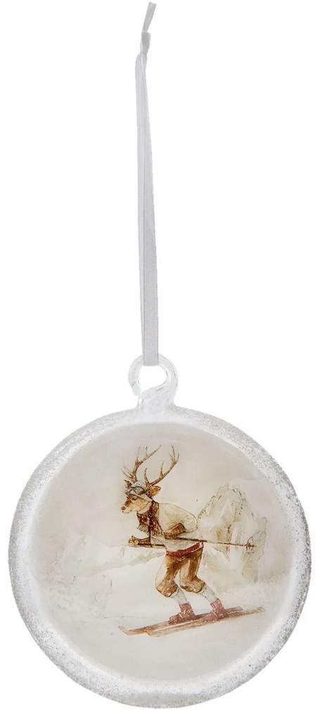Závěsná vánoční dekorace s jelenem na lyžích - 10*2*11 cm