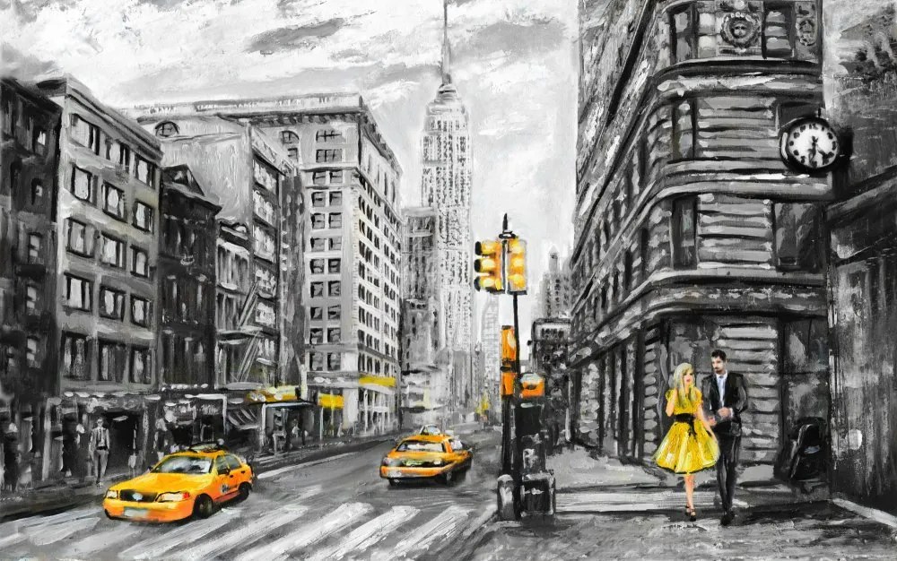 Vícedílný obraz Pohled Na Ulici V New Yorku Nedostatek Nedostatek Přírodní plátno 240x150