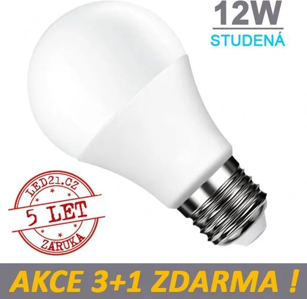 LED21 LED žárovka E27 12W 18xSMD2835 1055lm CCD STUDENÁ, 3+1 Zdarma