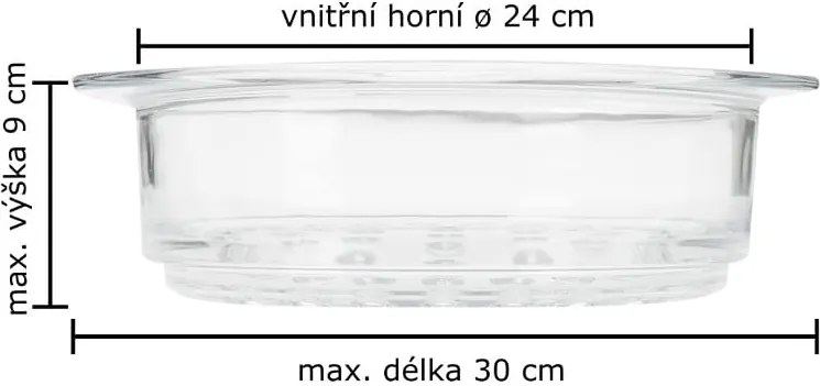 Skleněný napařovací nástavec ø 24 cm x 9 cm Pyrex s poklicí