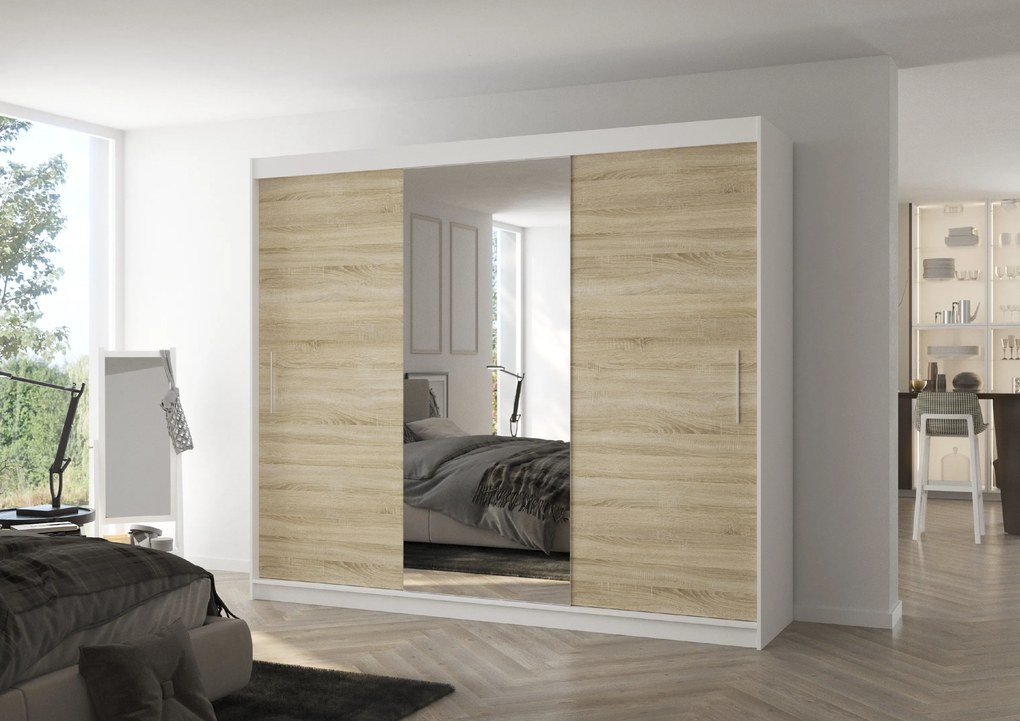 ADRK Furniture Posuvná skříň s zrcadlem DENIS 250 ADRK-SW-DEN-WS-250