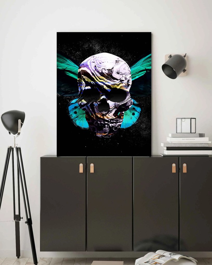 Gario Obraz na plátně Lebka a tyrkysový motýl - Nikita Abakumov Rozměry: 40 x 60 cm