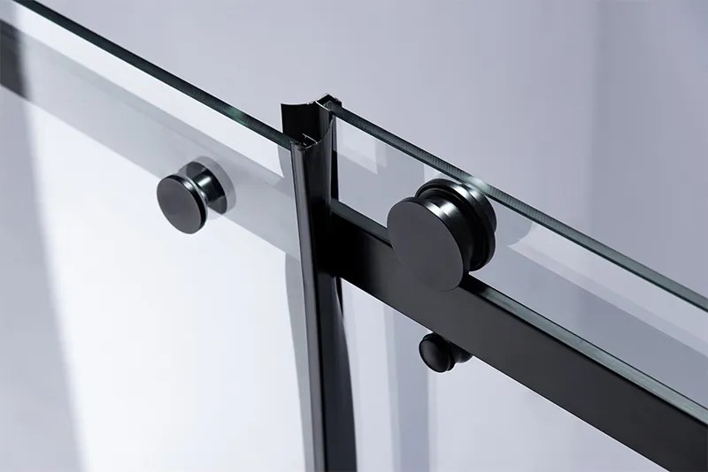 BPS-koupelny Posuvné sprchové dveře HYD-PD03B 100 černé/transparent pro instalaci do niky + vanička HYD-OSV-ST03A 100x80 bílá