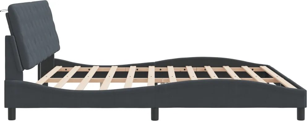 Rám postele s LED bez matrace tmavě šedý 200 x 200 cm samet 3213874