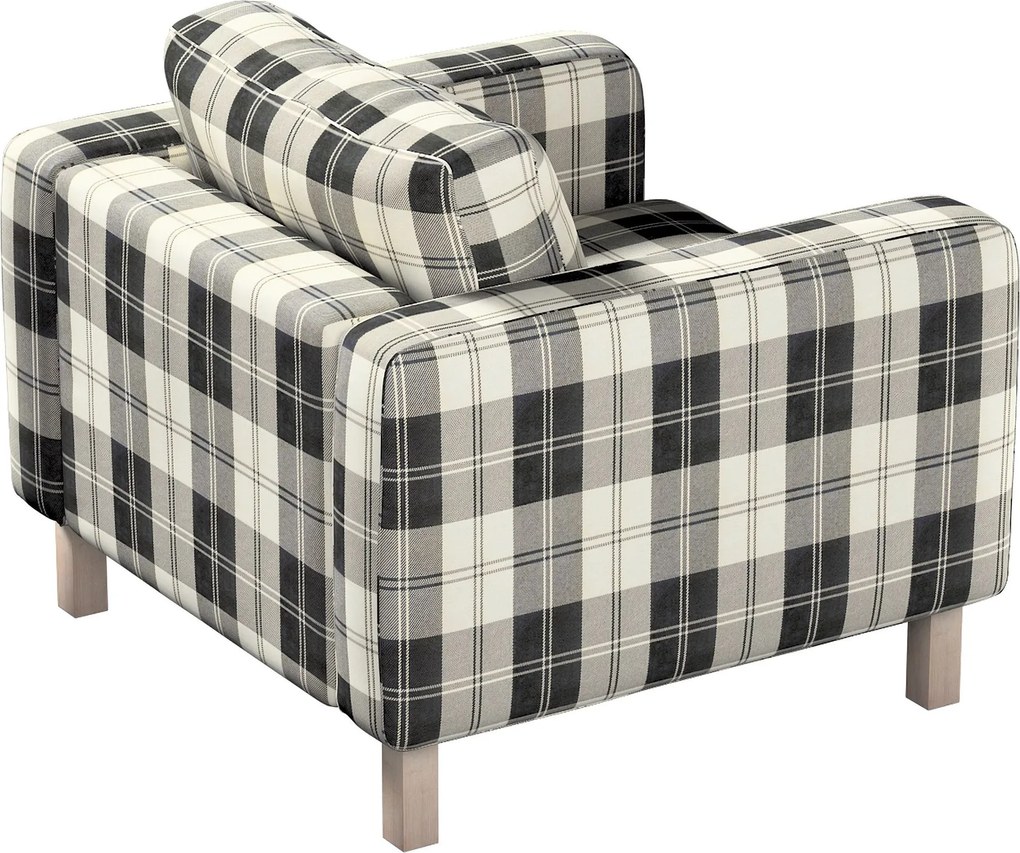 Potah na křeslo IKEA Karlstad, krátký barva černá látka pletený vzor, vzorované