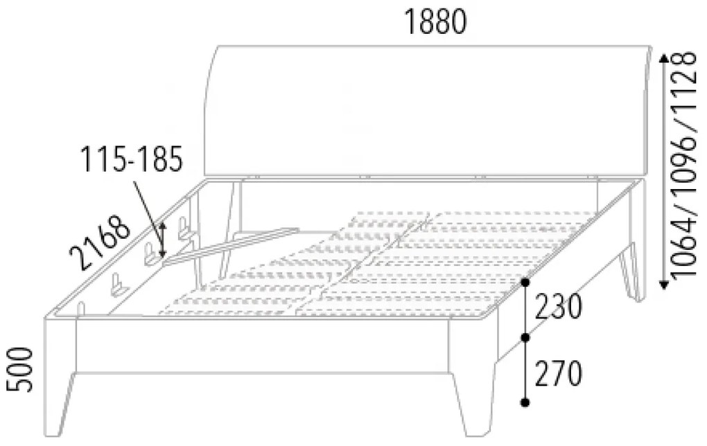 Domestav FANTAZIE 180 cm manželská postel nastavitené čelo oblé buk cink mořený