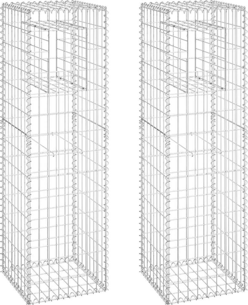 Gabionové sloupky 2 ks 40 x 40 x 140 cm železo 151263