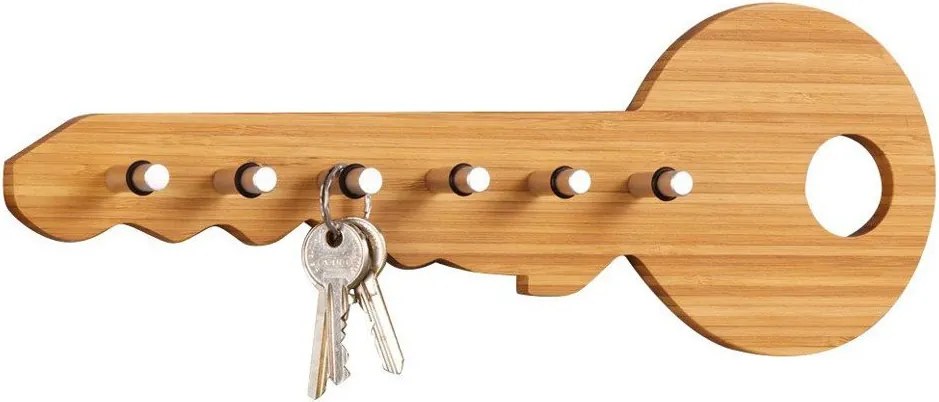 Věšák na klíče KEY, 6 háčku, bambusový, ZELLER