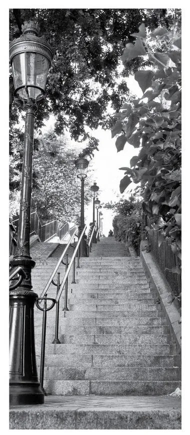 Adhezivní samolepka na dveře Ambiance Parisian Stairs
