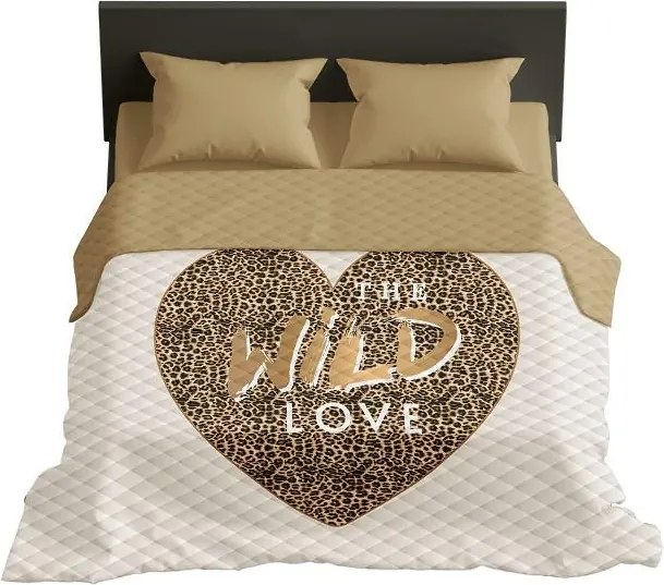 Detexpol Dekorační přehoz na postel 220x240 Wild love heart beige K 109 Holland 14