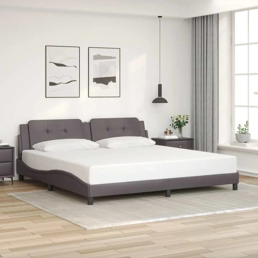 Rám postele bez matrace Zadar šedý 200x200 cm umělá kůže 3208208