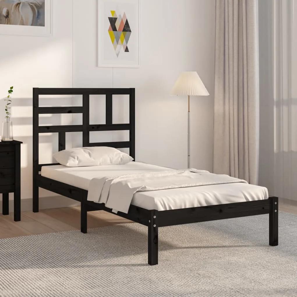 Rám postele černý masivní dřevo 100 x 200 cm,  3105944