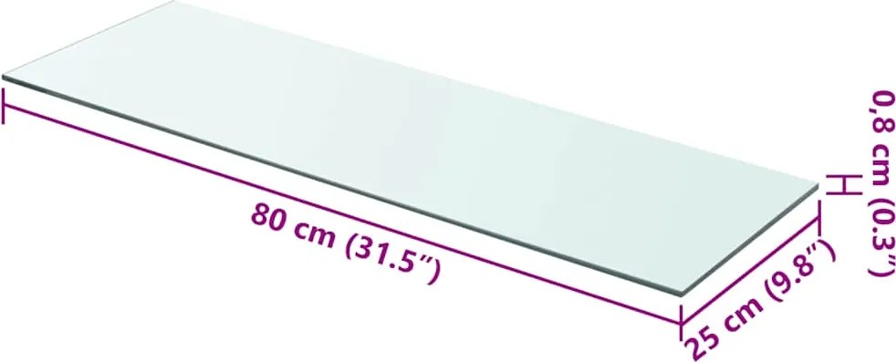 Policová deska sklo čiré 80x25 cm 243835