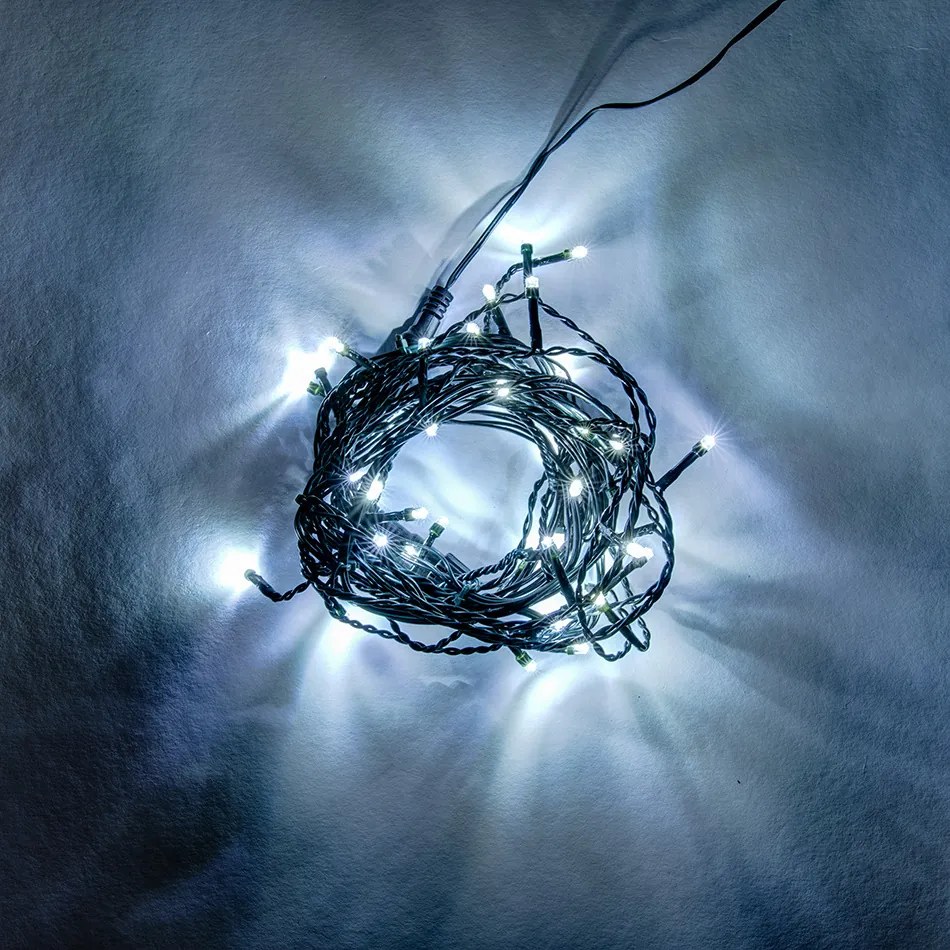 Hobby Line venkovní LED rampouchy, světelné, 200 × 50 cm, ledově bílá, 40 diod, tmavě zelený kabel, IP44, prodlužovací