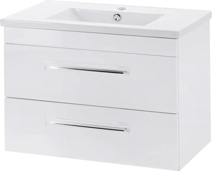 MAXIVA Závěsná skříňka pod umyvadlo - ACTIVE 821, šířka 80 cm, bílá/lesklá bílá