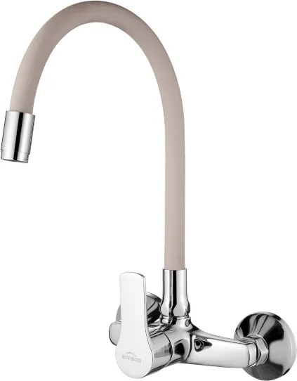 Invena Verso, nástěnná kuchyňská baterie 150mm s elastickým ramenem, béžová-chromová, INV-BC-82-E3S-L