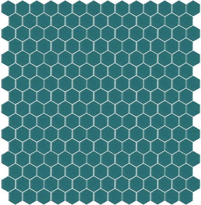 Hisbalit Skleněná mozaika zelená Mozaika 127A SATINATO hexagony 2,3x2,6 (33,33x33,33) cm - HEX127ALH
