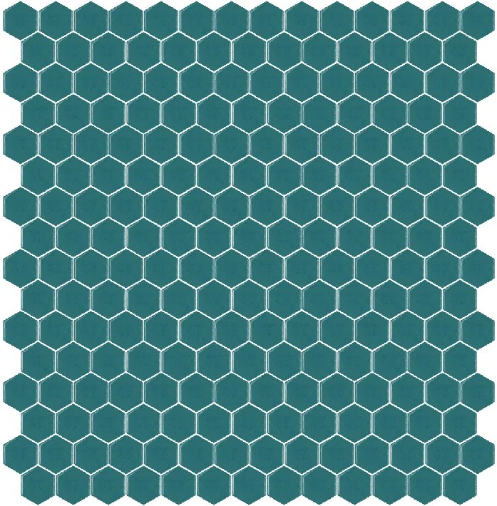 Hisbalit Skleněná mozaika zelená Mozaika 127A SATINATO hexagony 2,3x2,6 (33,33x33,33) cm - HEX127ALH