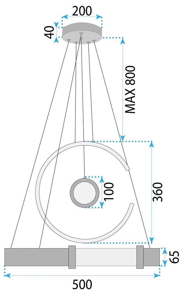 Toolight Závěsné LED osvětlení E10 LHJ060-CP zlaté