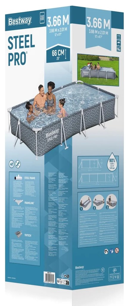 BESTWAY Steel Pro Bazén 366 x 201 x 66 cm