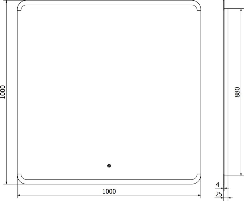 Mexen Nida, LED koupelnové zrcadlo s podsvícením 100x100 cm, 6000K, ochrana proti zamlžování, 9806-100-100-611-00