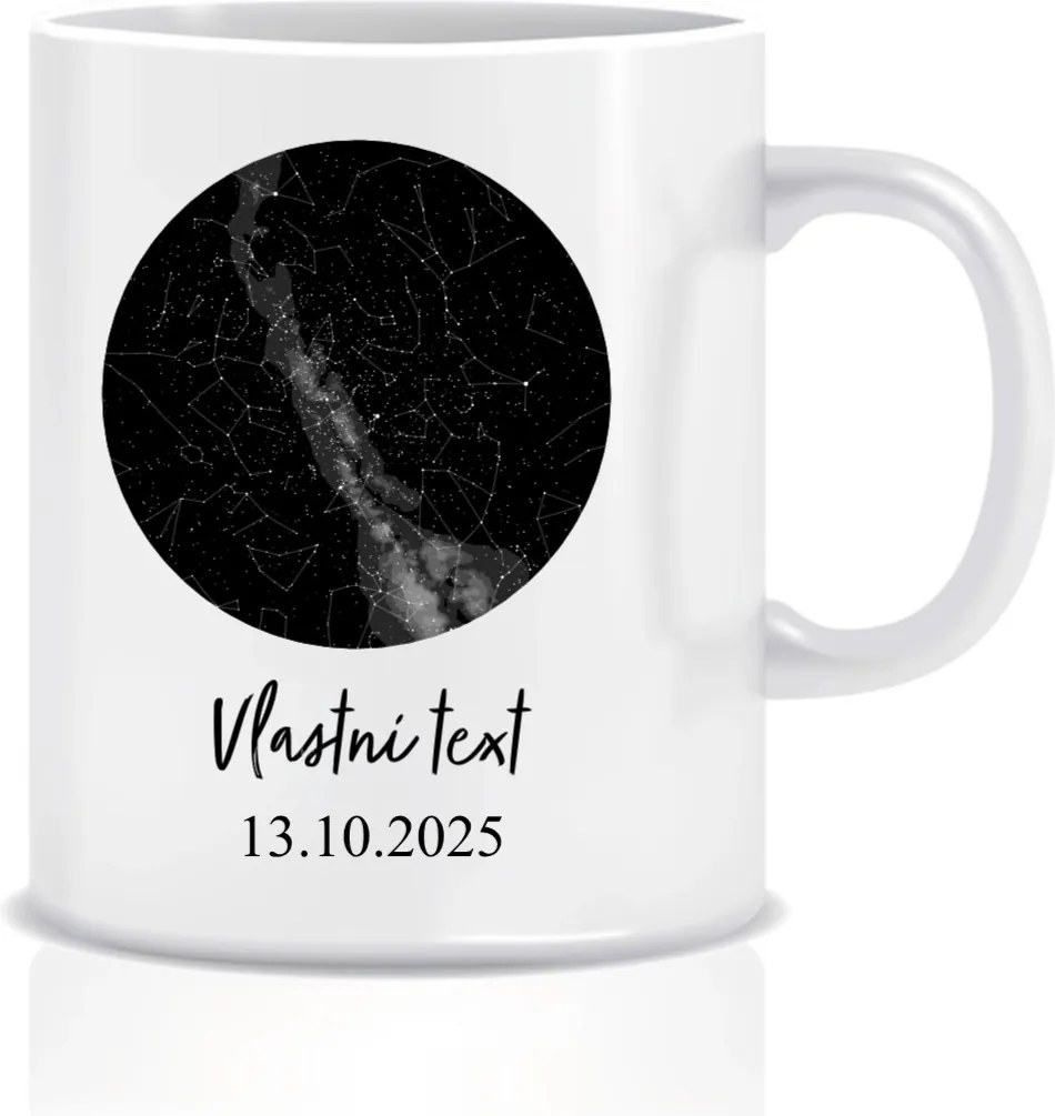 Personalizovaný klasický bílý keramický hrníček 300 ml s hvězdnou mapou