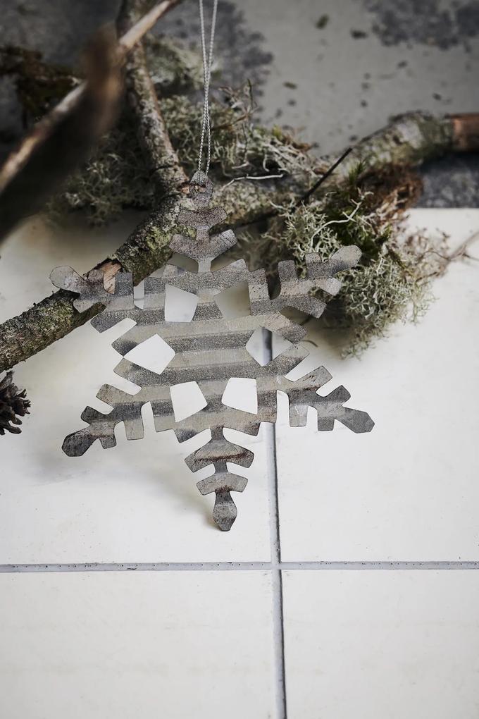 Ozdoba na vánoční stromek Tin sněhová vločka 2 stříbrná