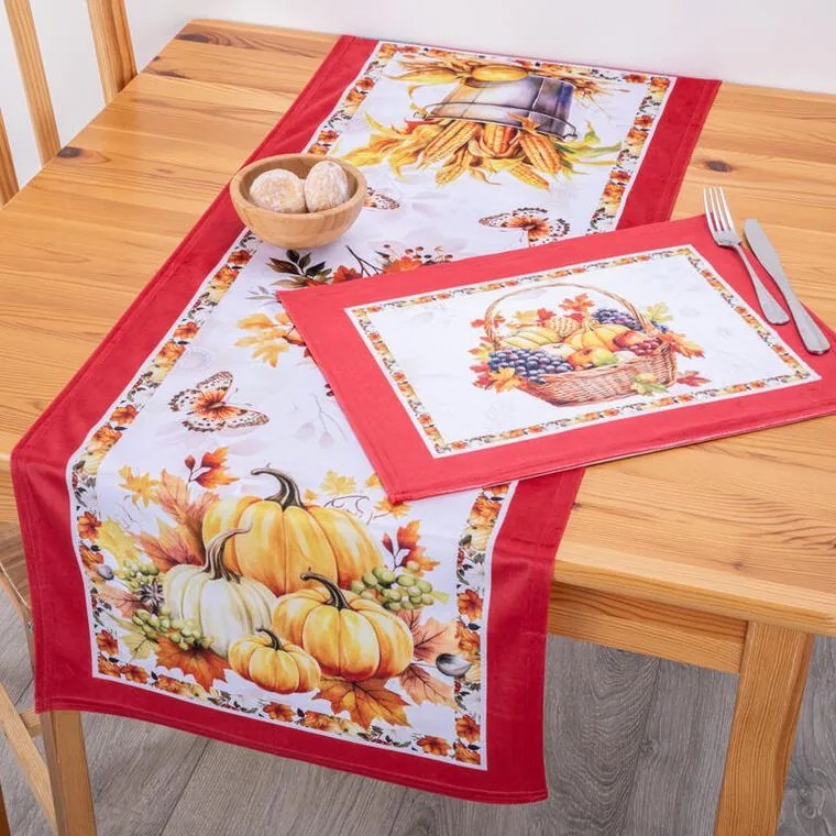 Sada 4 ks prostírání a stolního běhounu PUMPKINS