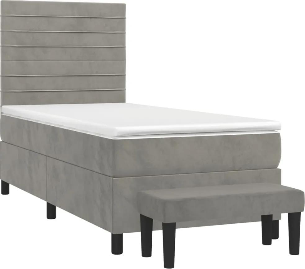 vidaXL Box spring postel s matrací 80 x 200 cm samet [3137869] Barva: Růžová