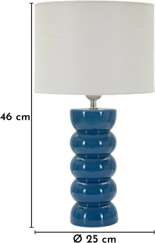 Bílá/modrá keramická stolní lampa s textilním stínidlem (výška 46 cm) Torr – Mauro Ferretti
