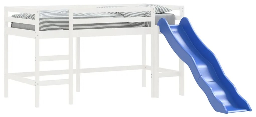 Dětská patrová postel se skluzavkou bílá 90x200 cm borové dřevo - Default Title
