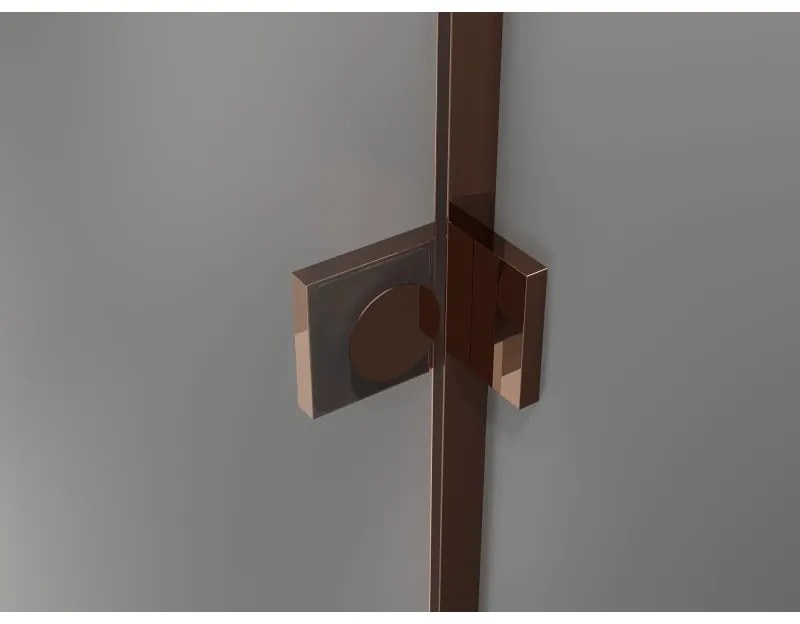 Mexen Lunar, L výklopný půlkruhový sprchový kout 100 x 100 cm, 8mm čiré sklo, profil růžové zlato, 833L-100L-100P-60-00