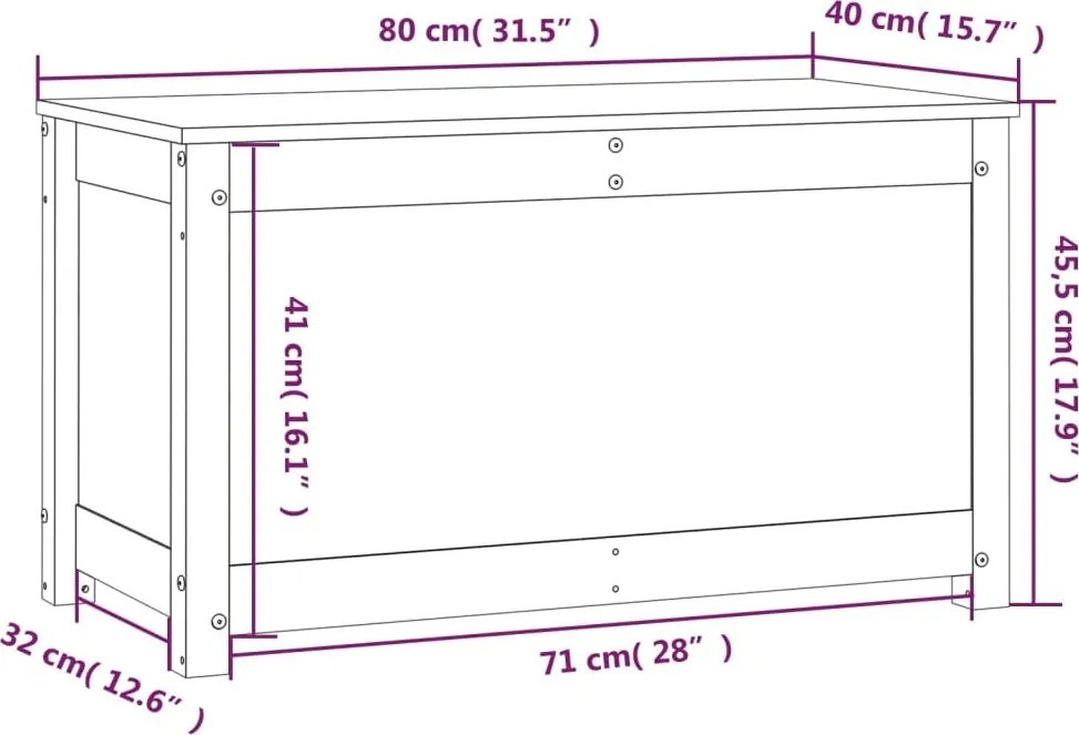 vidaXL Úložný box 80 x 40 x 45,5 cm masivní borové dřevo [823538] Barva: medová hnědá