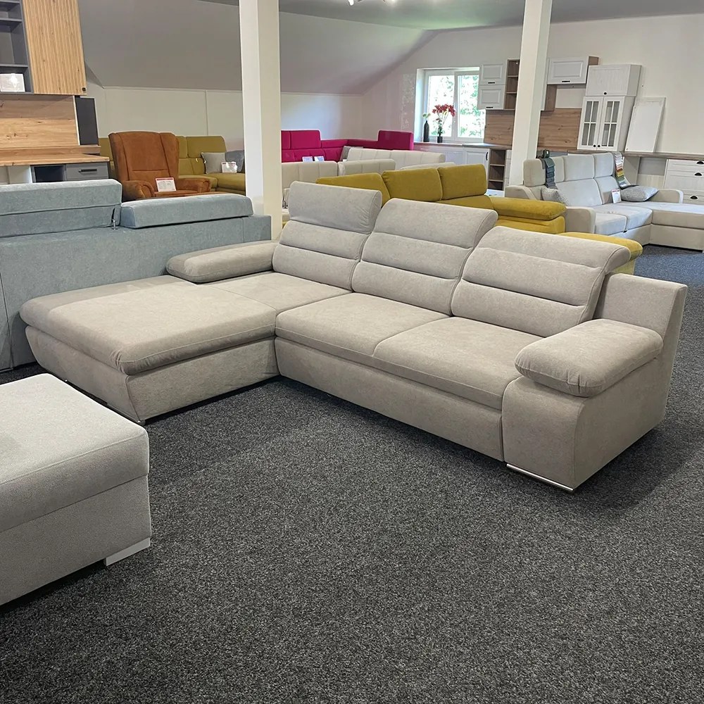 Sedací souprava GRECO MINI | 185x278 cm | 83 středně šedá | rozkládací + úložný prostor | VÝPRODEJ Z PRODEJNY