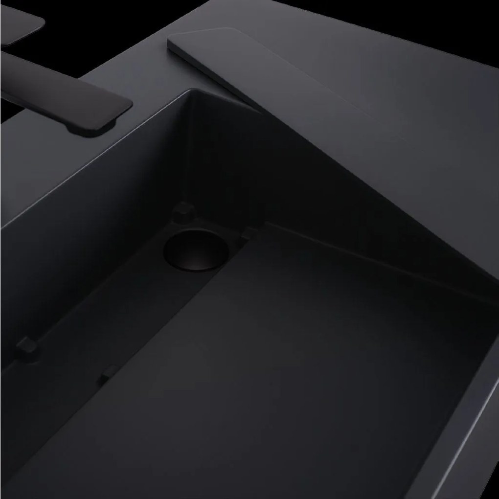 Rea Archi, umyvadlo na desku z konglomerátu 750x430x140 mm, levá verze, šedá matná, REA-U4303