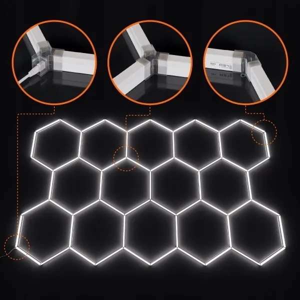 LED Stm stropní svítidlo HEXAGON LED/570W/85-265V 5000K CRI 90 IP54 bílá