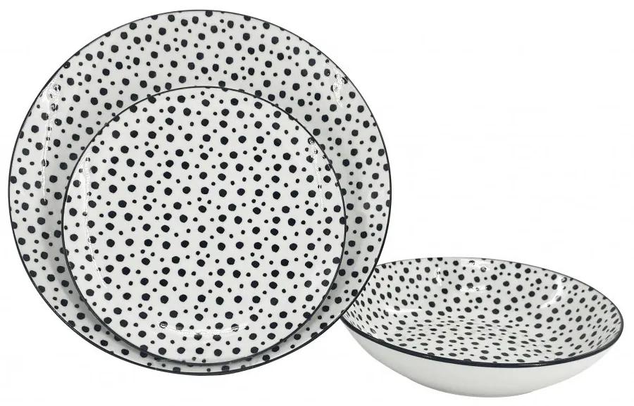 by inspire BLACKLINE Mělký talíř 26,5 cm bílý/černé puntíky