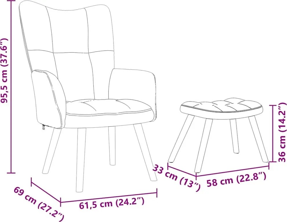 vidaXL Relaxační křeslo s podnožkou textil [4016785] Barva: krémová