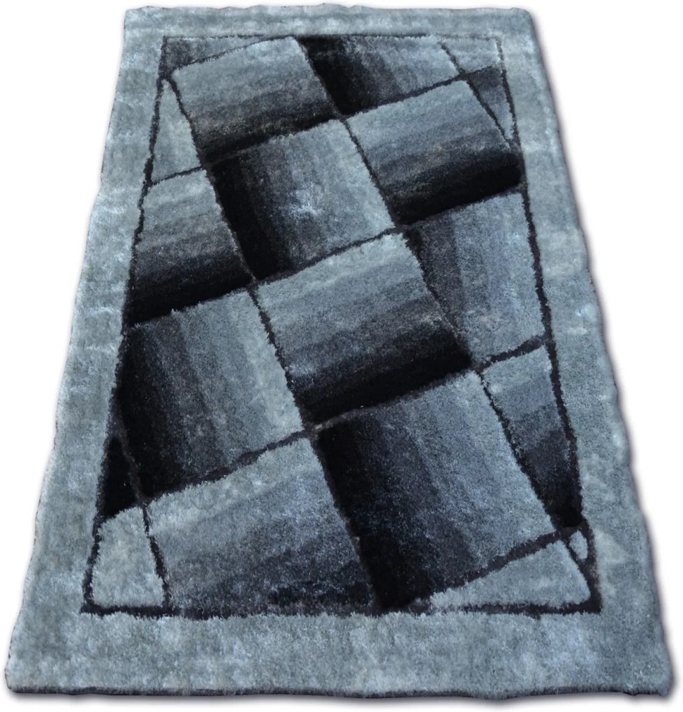 3kraft Kusový koberec SHAGGY SOFT - 3D OLLIE šedý