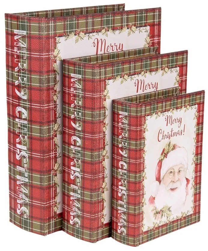3ks úložný box ve tvaru knihy Merry Christmas - 27*22*7 / 22*17*6 / 17*12*4 cm