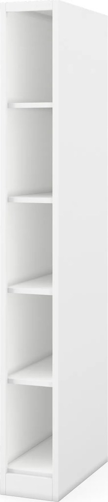 Úzký kovový regál, archivační na dokumenty bílý: TIM 250 x 1950 x 600 mm